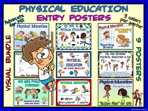 Physical Education Entry Posters- 9 Poster Bundle | capnpetespowerpe