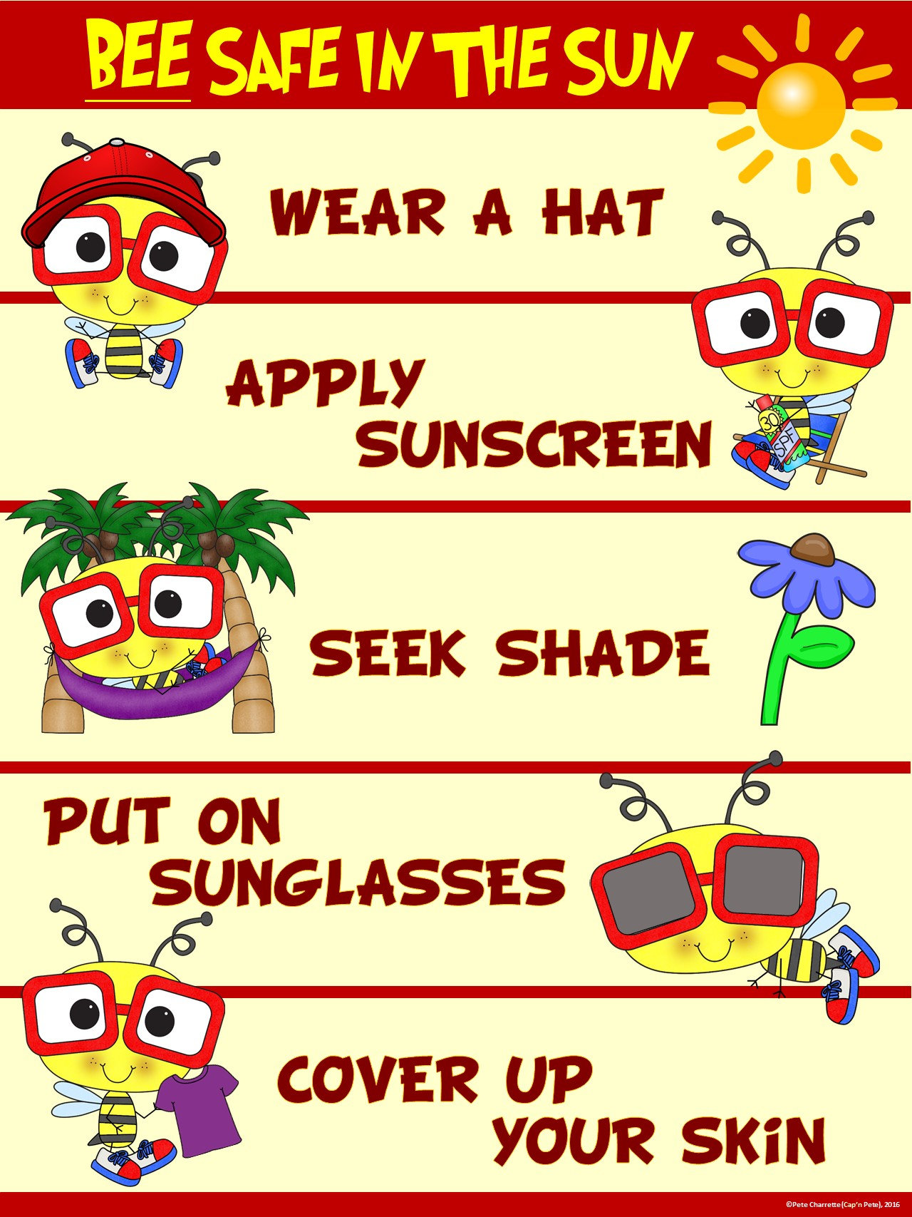 Sun Safe Poster: "Bee Safe in the Sun"! | capnpetespowerpe
