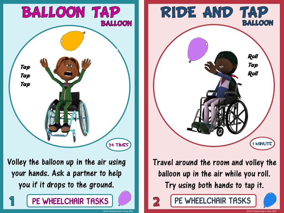 Adapted PE Challenge Cards - 60 PE Wheelchair Tasks (includes Power ...