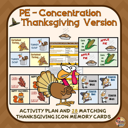 PE Concentration: Thanksgiving Version- Activity Plan with 30 Matching ...