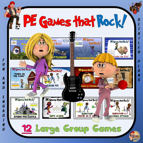 PE Games that Rock!- 12 Large Group Games Bundle | capnpetespowerpe