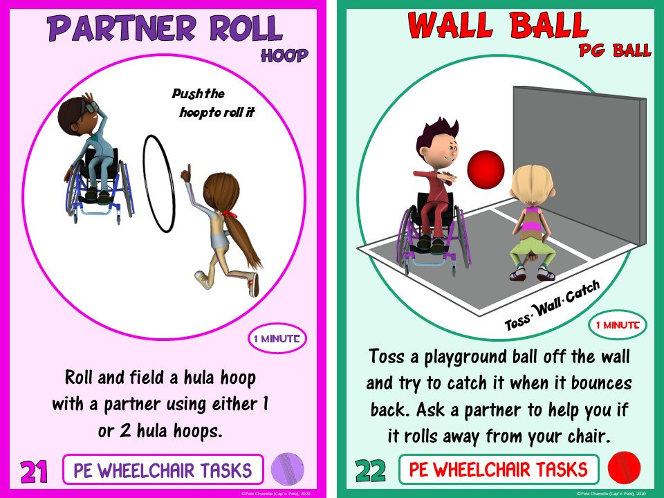 Adapted PE Challenge Cards - 60 PE Wheelchair Tasks (includes Power ...