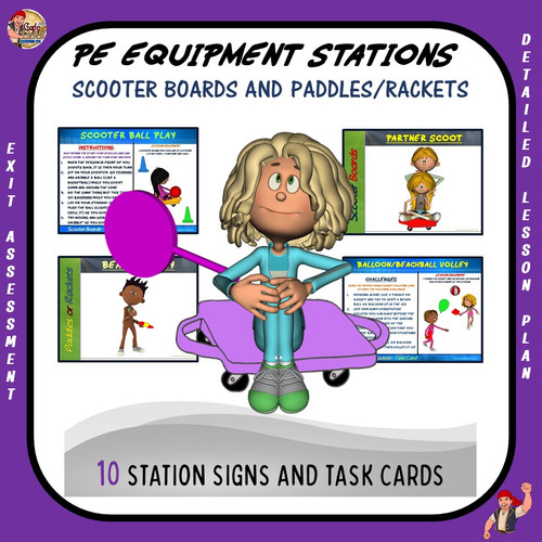 PE Equipment Stations and Task Cards- Scooter Boards and Paddles ...