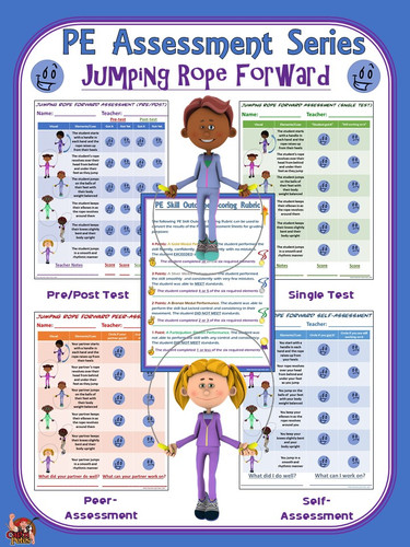 PE Assessment Series: Jumping Rope Forward- 4 Versions | capnpetespowerpe