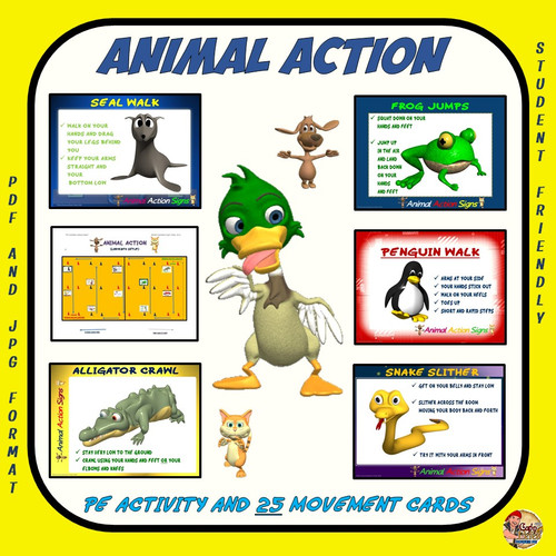 Animal Action- PE Activity and 25 Movement Signs | capnpetespowerpe