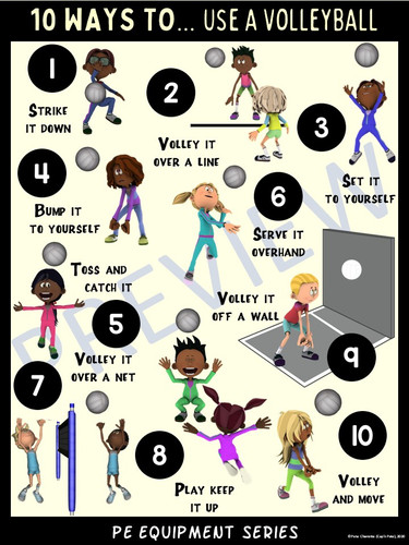 10 WAYS TO… Use a Volleyball: PE Equipment Visual Series | capnpetespowerpe