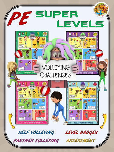 PE Super Level Series- Volleying Challenges with Badges and Assessment ...