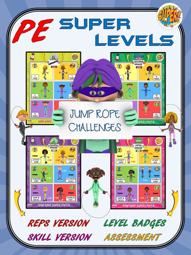 PE Super Level Series- Jump Rope Challenges with Badges and Assessment ...