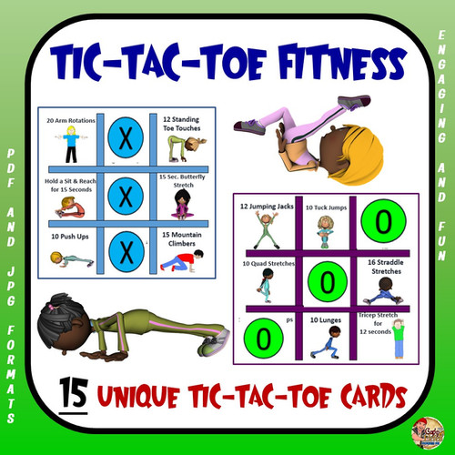 Tic-Tac-Toe Fitness- 15 Unique Tic-Tac-Toe Exercise Cards & Activity ...