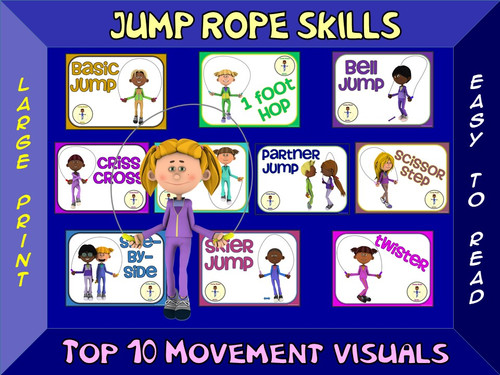 Jump Rope Skills- Top 10 Movement Visuals- Simple Large Print Design ...
