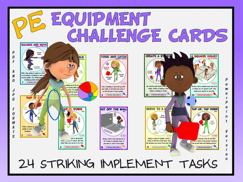 PE Equipment Challenge Cards - 24 Striking Implement Tasks (includes ...