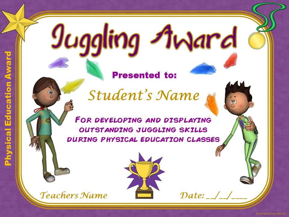 PE AWARDS- 20 Sport and Skill Certificates | capnpetespowerpe