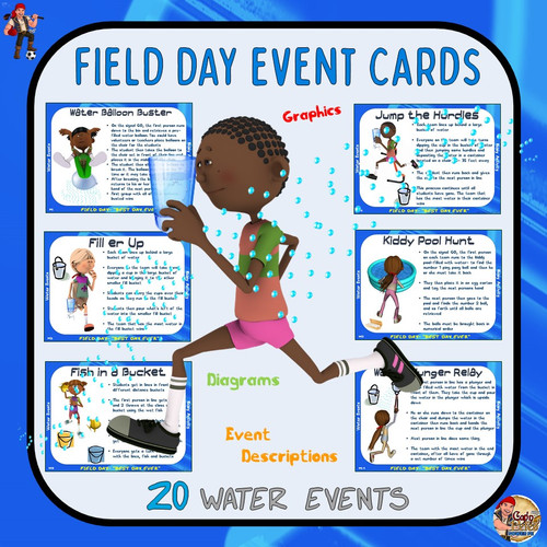 Field Day Event Cards- 20 Water Events | capnpetespowerpe