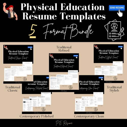 Physical Education Resume Templates- 5 Format Bundle | capnpetespowerpe