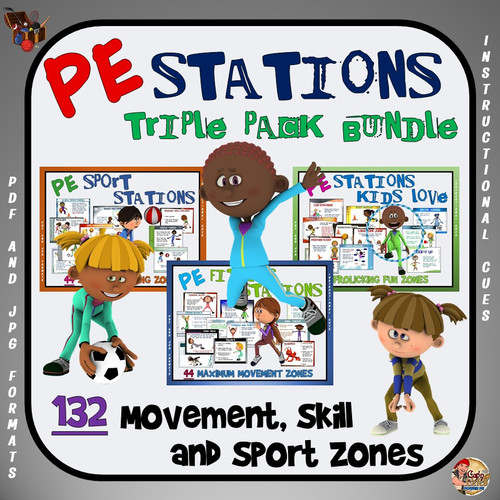 PE Stations: Triple Pack Bundle- 132 Movement, Skill and Sport Zones ...