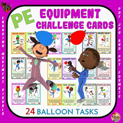 PE Equipment Challenge Cards - 24 Balloon Tasks (includes PowerPoint ...