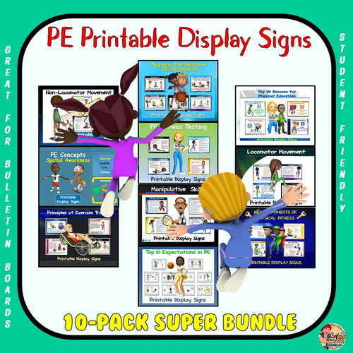 PE Printable Display Signs- 10 Pack Super Bundle | capnpetespowerpe