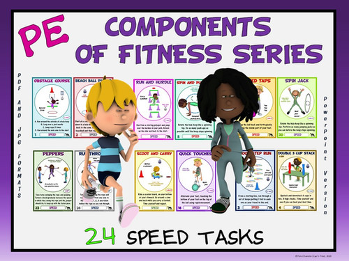 PE Component of Fitness Task Cards: 24 Speed Movements | capnpetespowerpe