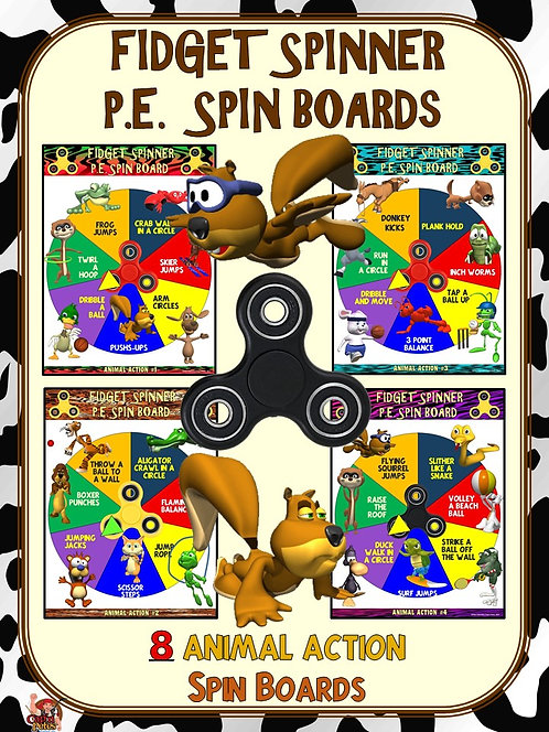 Fidget Spinner PE Spin Boards- 8 Animal Action Spin Boards ...