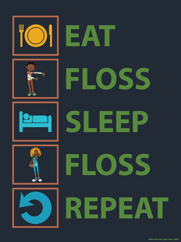 Floss Dance Fun Poster: EAT-FLOSS-SLEEP-FLOSS-REPEAT | capnpetespowerpe