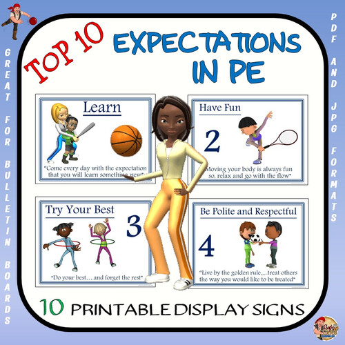 The Top 10 Expectations in PE - Printable Display Signs | capnpetespowerpe