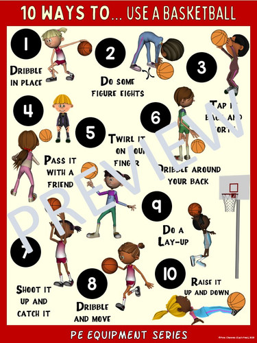 10 Ways to Use a Basketball: PE Equipment Visual Series | capnpetespowerpe