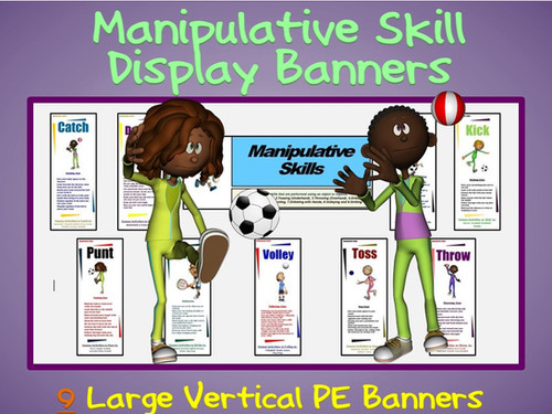 Manipulative Skill Display Banners: 9 Large Vertical PE Banners ...