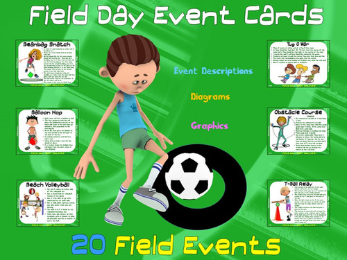 Field Day Event Cards- 20 "Grassy" Field Events | capnpetespowerpe