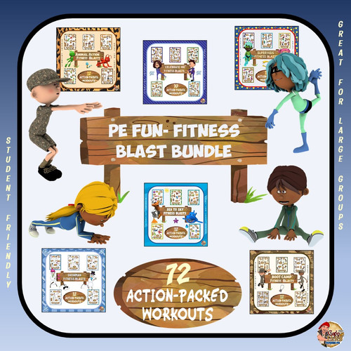 PE Fun: Fitness Blast BUNDLE- 72 ACTION-PACKED Workouts | capnpetespowerpe