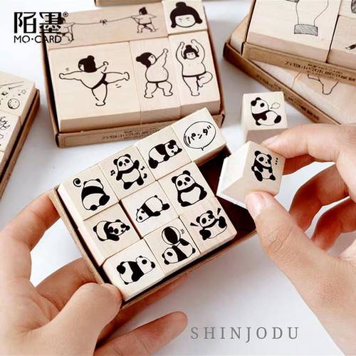Panda/Polar Bear/Sumo Wrestler Rubber Stamp Set | Shinjodu
