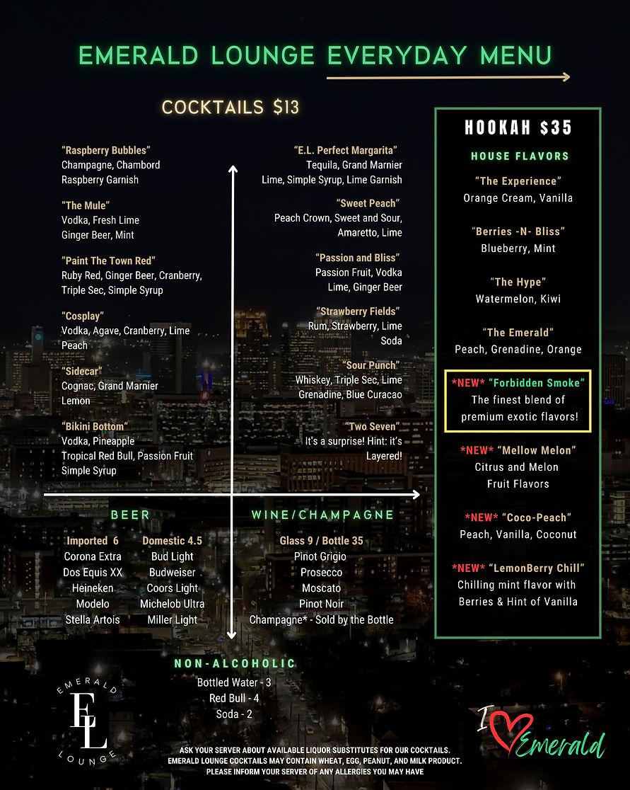 Emerald Lounge | Menu