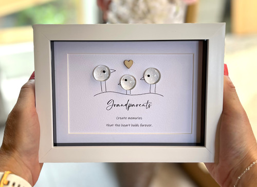 Grandparents pebble art picture gift | Millie Moo Designs
