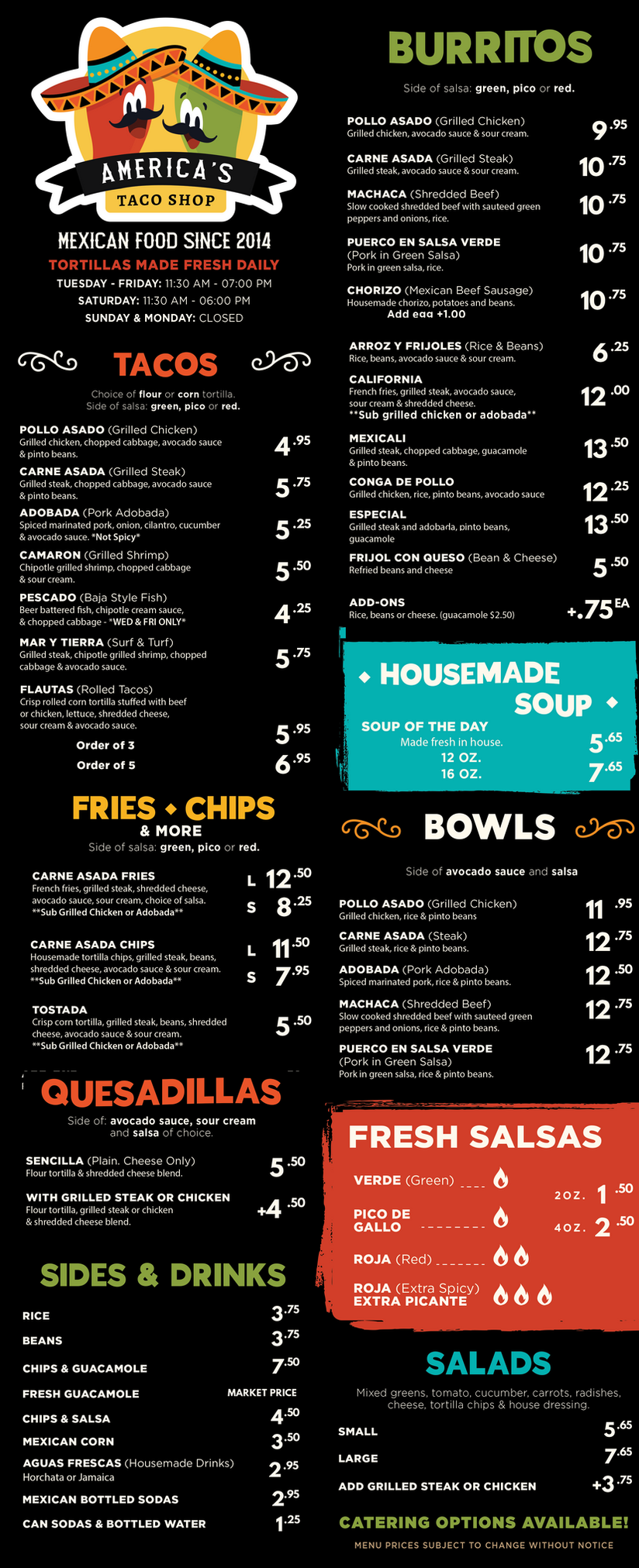 MENU | America's Taco Shop