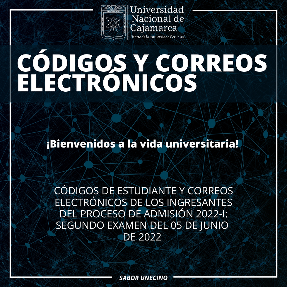 Códigos de Estudiante y Correos electrónicos de los Ingresantes del ...