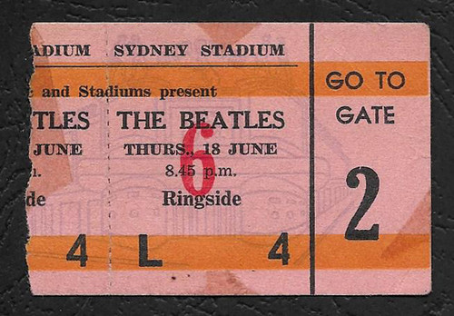 The Beatles 1964 Concert Ticket, Sydney, Australia. | BavarianBeatlesStore