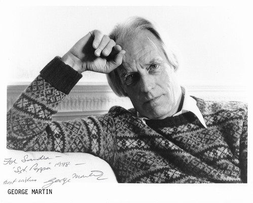Sir George Martin signed original b/w promotion photo ...