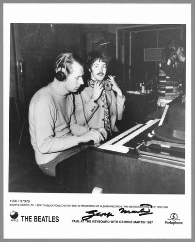Sir George Martin signed original b/w The Beatles promotion photograph ...