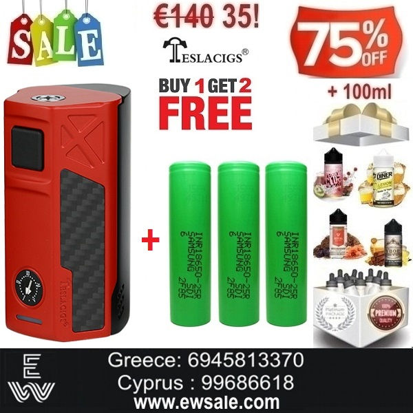 Tesla Invader 2/3 360W Mods E-τσιγάρου + 3 x 18650 + 100ml Υγρά άτμισης ...