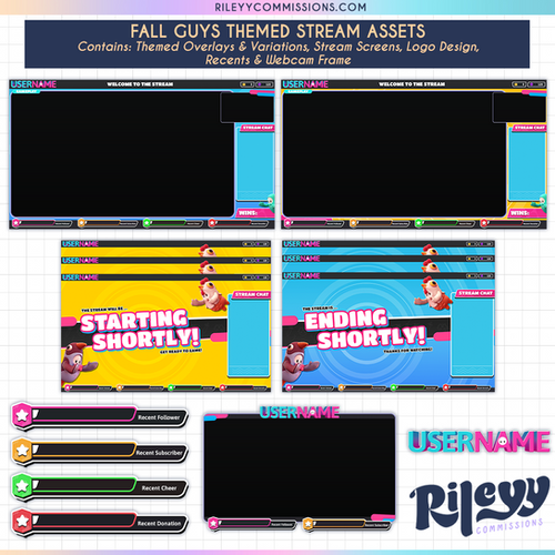 Fall Guys Themed Stream Assets | Rileyy Commissions