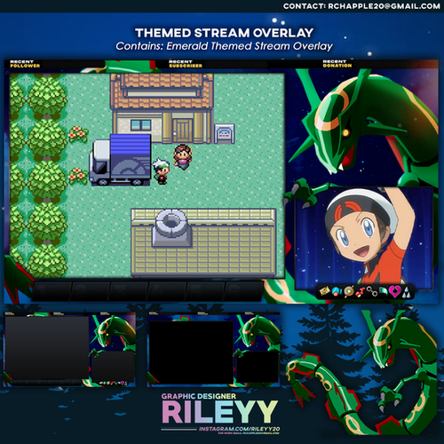 Pokemon: Emerald Starter Stream Overlay | Rileyy Commissions