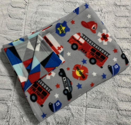 Dog Blanket Fleece Police and Fire First Responder and Geometric Print ...