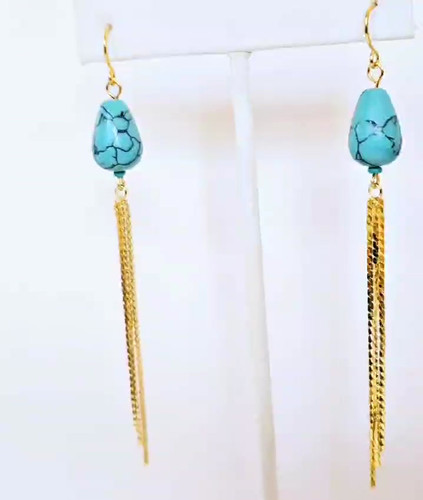 Skinny Turquoise Shag Drop Earring | Scattered Gems