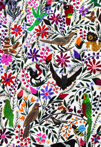 Mexican Textile, tapestry, Art wall decor, hand embroidered fabrics