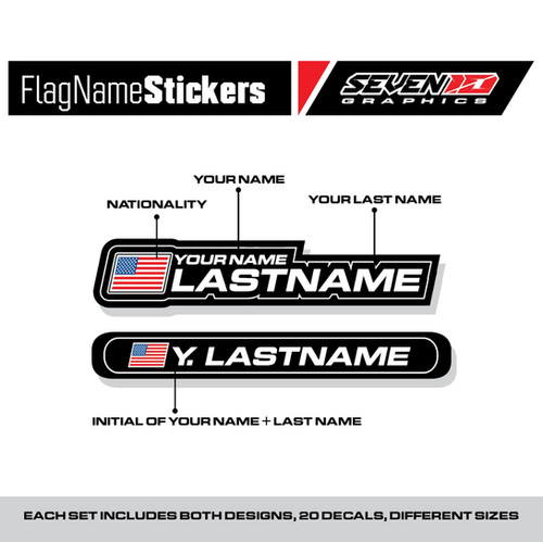 Flag Name Stickers | Seven10 Graphics