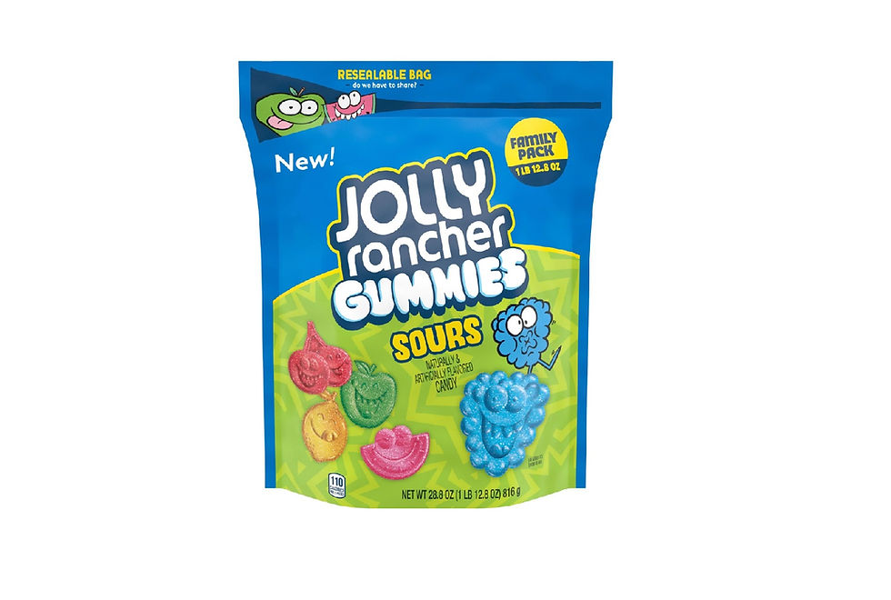 JOLLY RANCHER, Assorted Fruit Flavored Sours Gummy Candy, Resealable | GVO JOLLY RANCHER, Assorted Fruit Flavored Sours Gummy Candy, Resealable | GVO