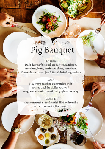 Whole Suckling Pig Banquet for 16 $85 Per Person | Le Coq Rotisserie