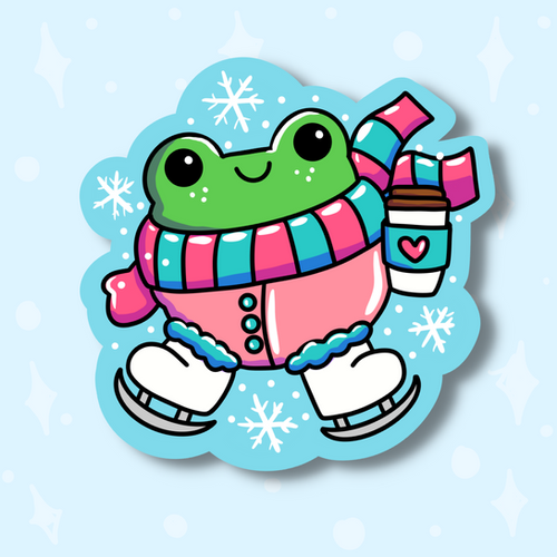 SKATING FROG • VINYL STICKER | Art By MichelleMarie