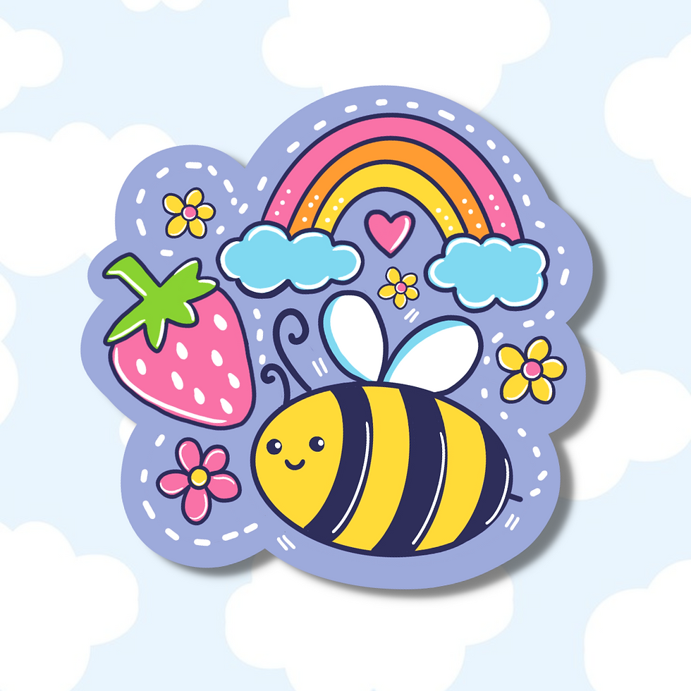 STRAW BEE VINYL STICKER Art By MichelleMarie straw-bee-vinyl-sticker-art-by-michellemarie