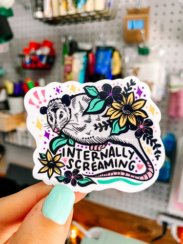 SCREAMING OPOSSUM • STICKER | Art By MichelleMarie