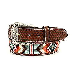 Nocona Mens Belt 1 1/2" Basket Weave Daimond Beaded | B&B Western Corral